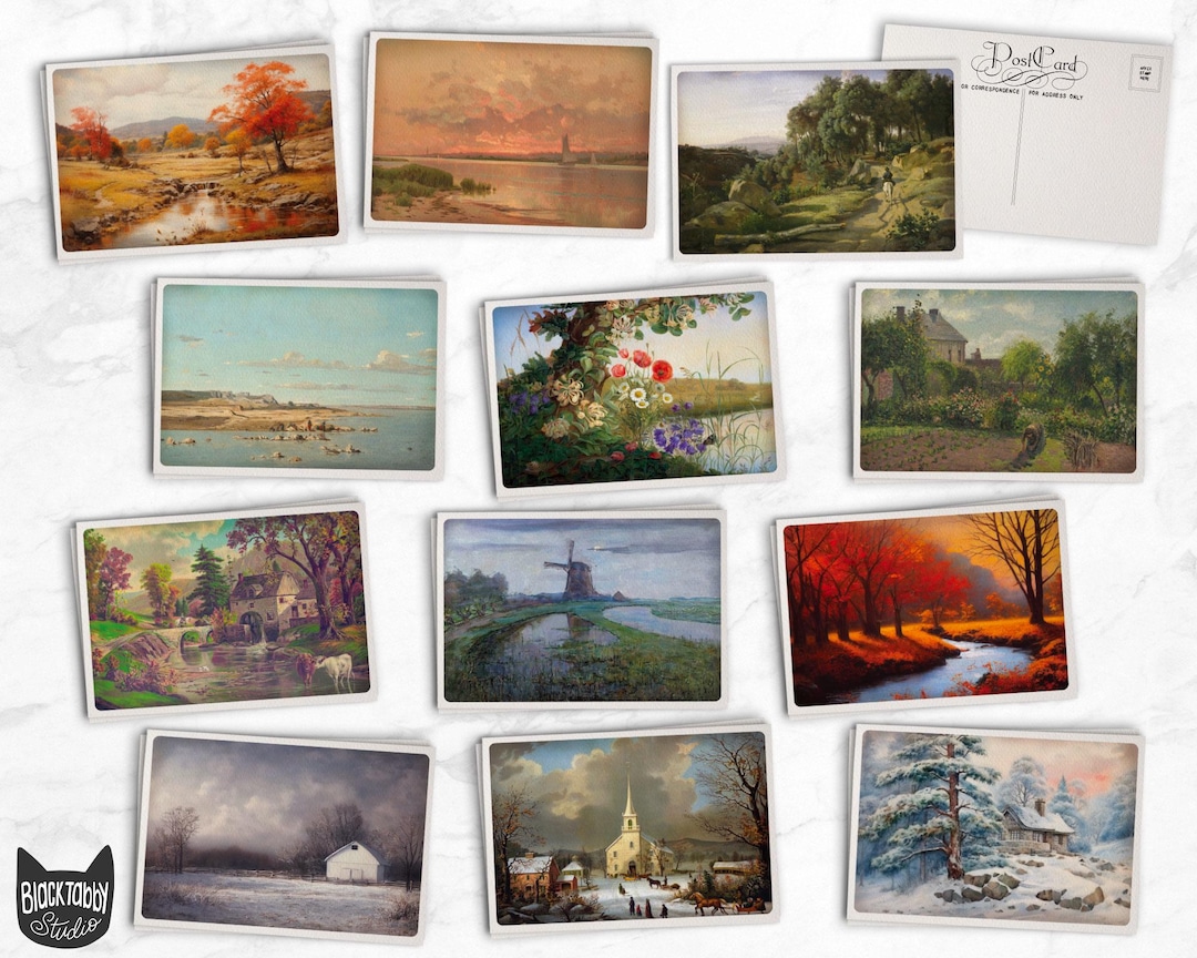 Vintage Style Landscape Postcards - 24 Retro Style Postcards With ...