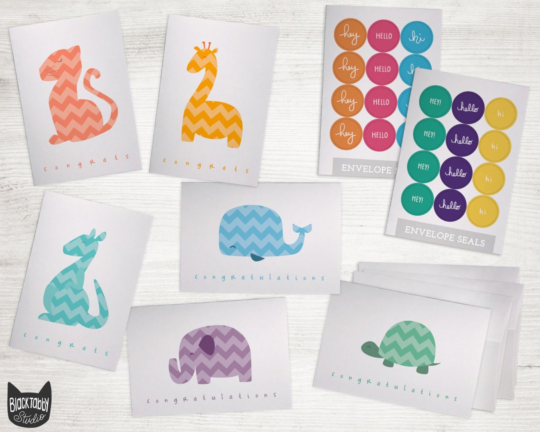 CLEARANCE - 48 Chevron Animals Congrats Baby Cards - Etsy