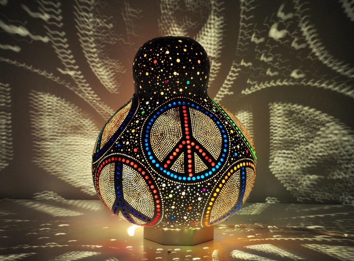 World Peace Handmade Gourd Lamp calabash Lamps Shadow Lamp | Etsy