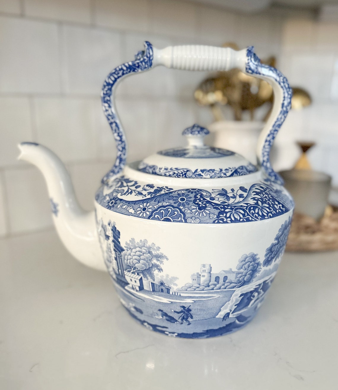 Spode Blue Italian Large Kettle Teapot - Etsy