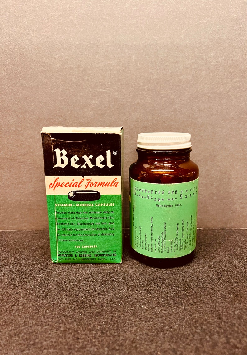 Vintage Bexel Vitamin Mineral Capsules in Amber Bottle With Original ...