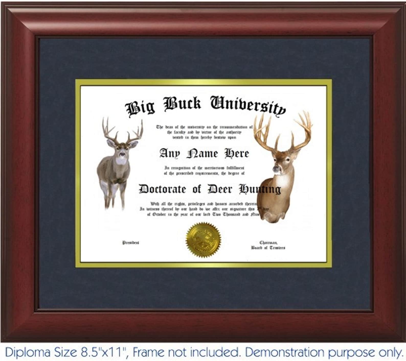 Personalized DEER HUNTING Diploma - Any Name You Want- Deer Hunter ...