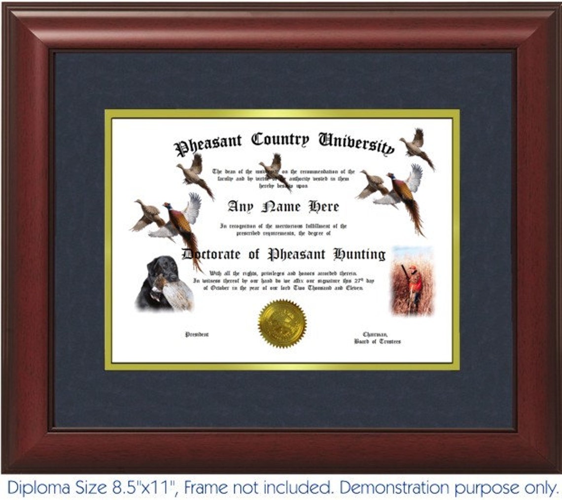 Personalized PHEASANT HUNTING Diploma - Any Name You Want Hunting ...