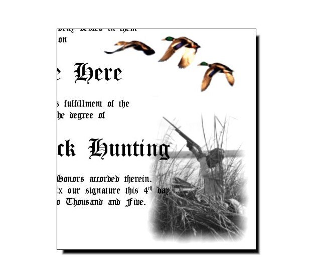 Personalized DUCK HUNTING Diploma Any Name you want Bow | Etsy