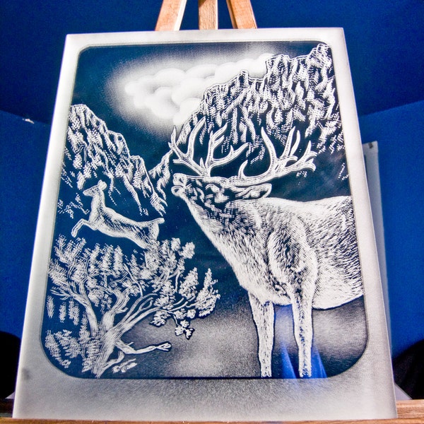 Etched Deer - Etsy