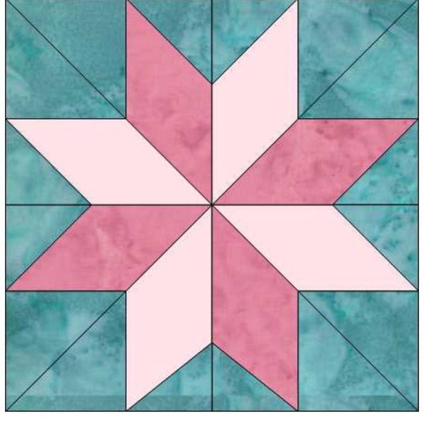 Eight Point Star Quilt Block Pattern Digital Download Modern Patchwork ...