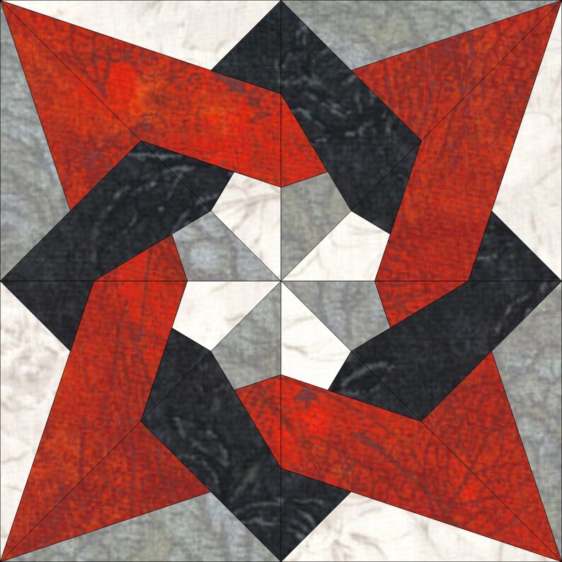 Tangled Star Quilt Block Pattern Digital Download Modern Patchwork ...