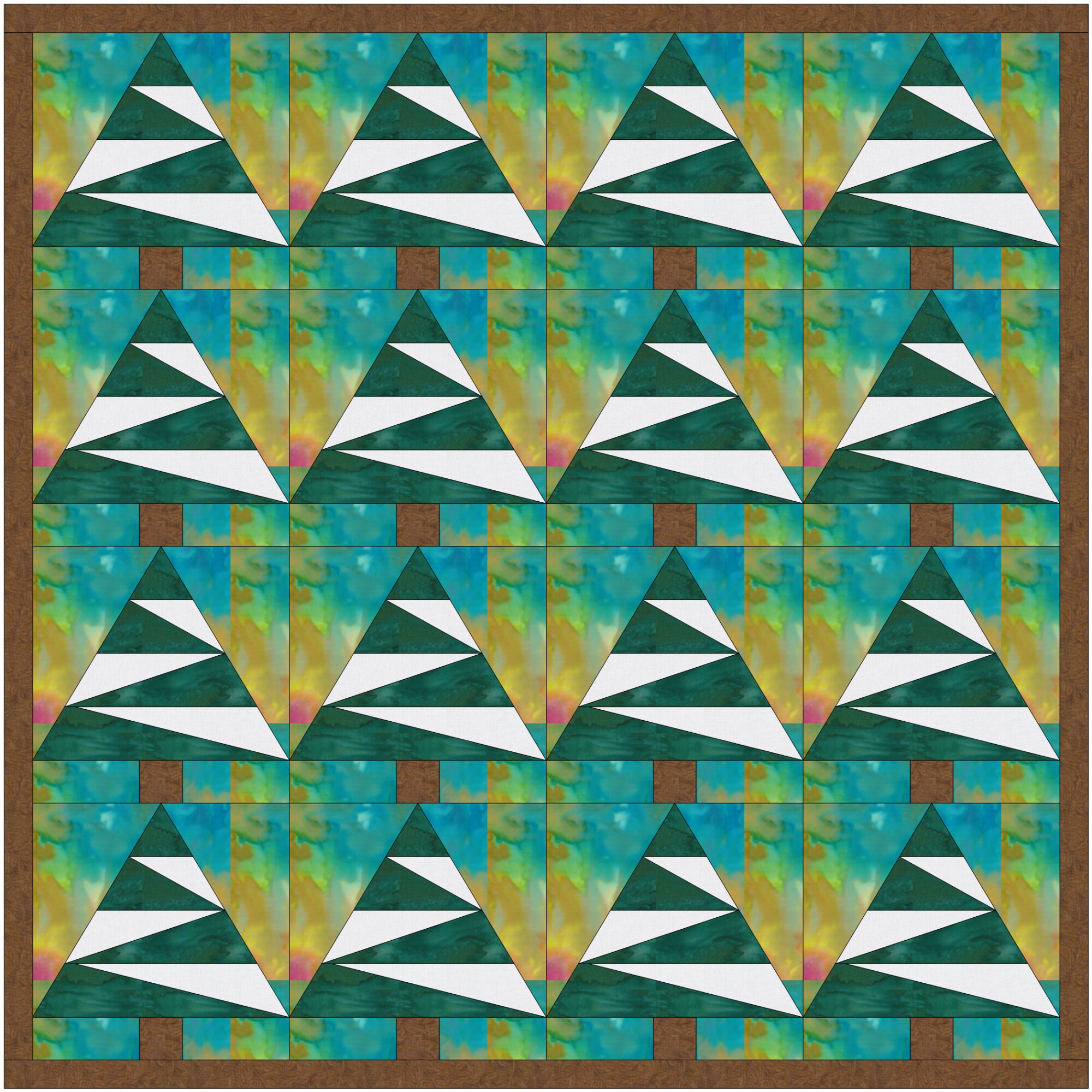 Pine Tree Quilt Block Pattern Digital Download Modern Patchwork Instant ...