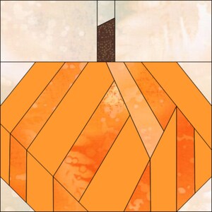 Pumpkin Quilt Block Pattern Digital Download Modern Patchwork Instant Download FPP Paper Pieced ...