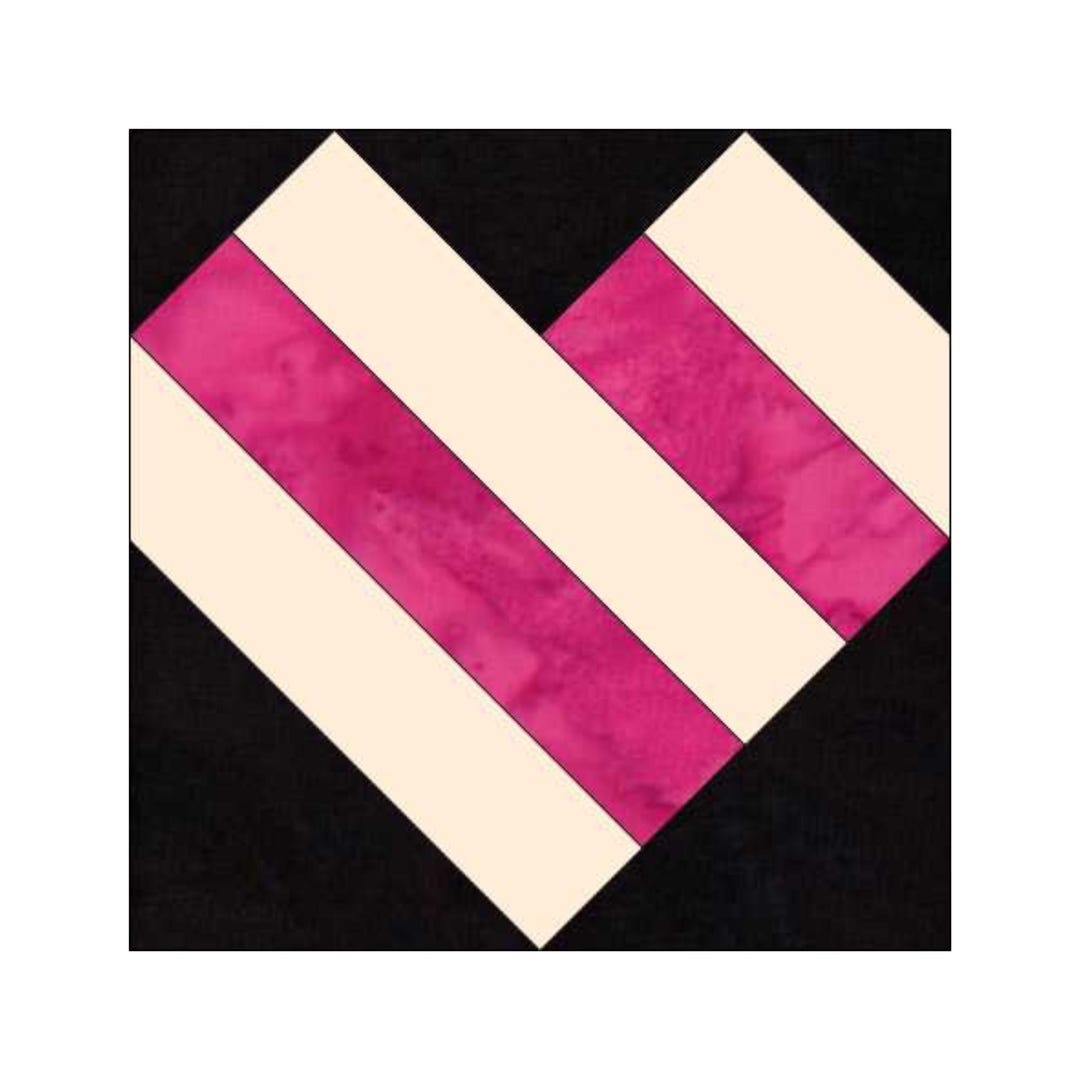 Striped Heart Quilt Block Pattern Digital Download Foundation Paper ...