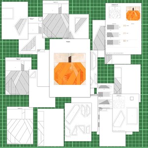Pumpkin Quilt Block Pattern Digital Download Modern Patchwork Instant Download FPP Paper Pieced ...