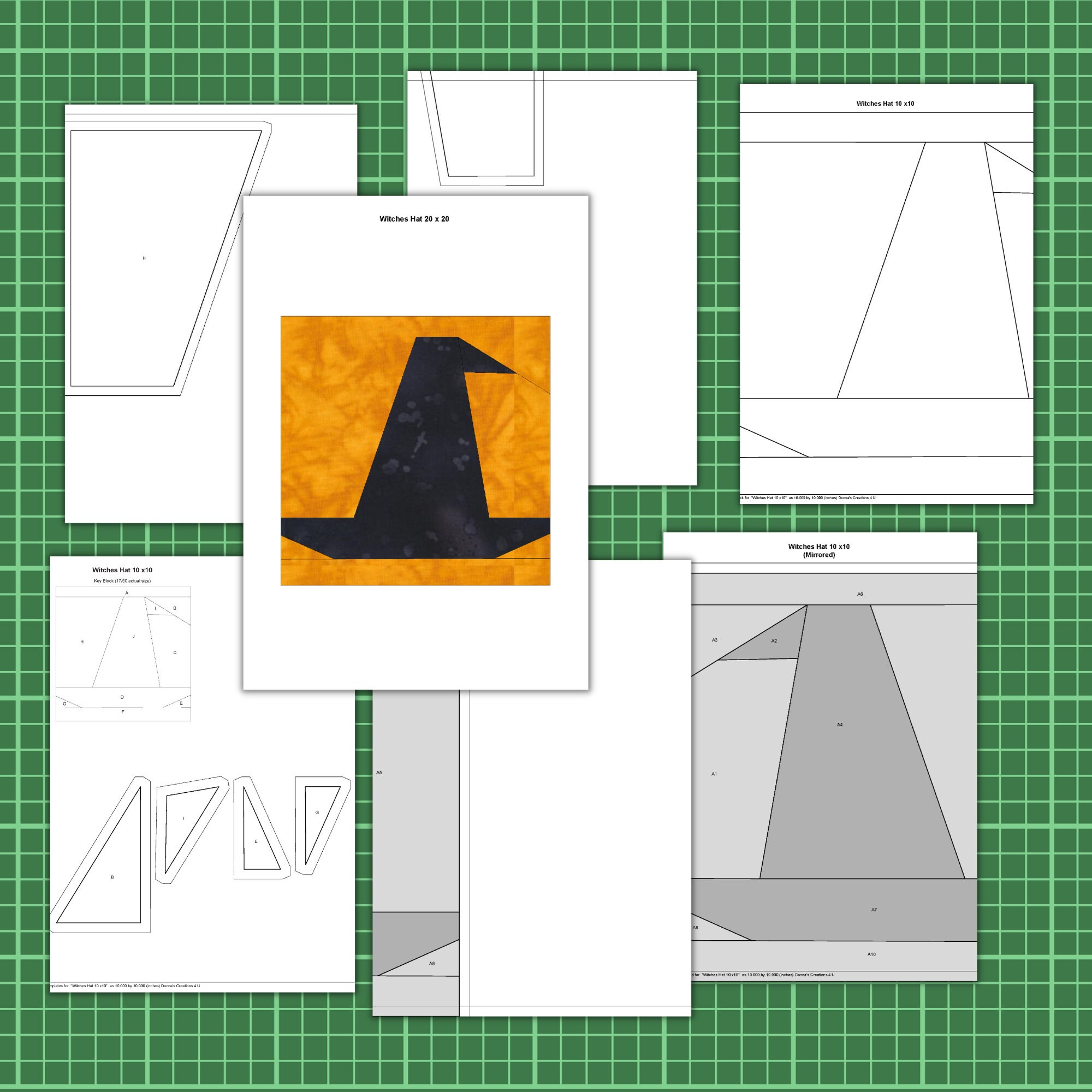 Witches Hat Quilt Block Pattern Digital Download Modern Patchwork ...