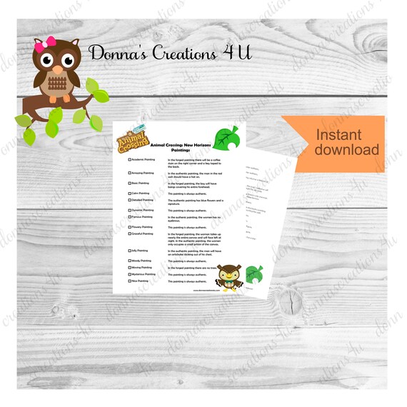 ACNH Painting Check off List Printable Letter Size Museum | Etsy