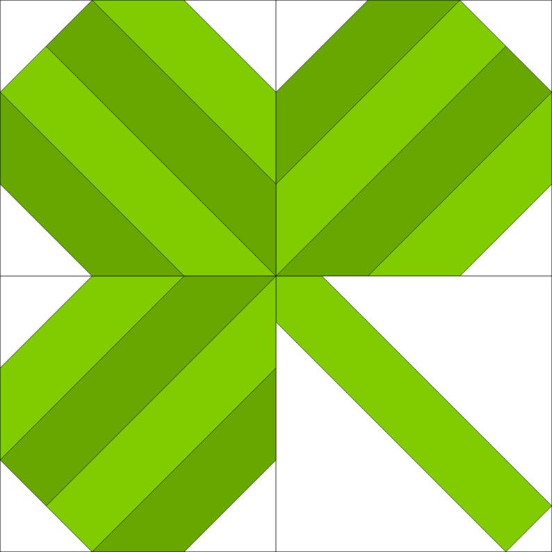 Striped Shamrock Quilt Block Pattern Digital Download Modern Patchwork ...