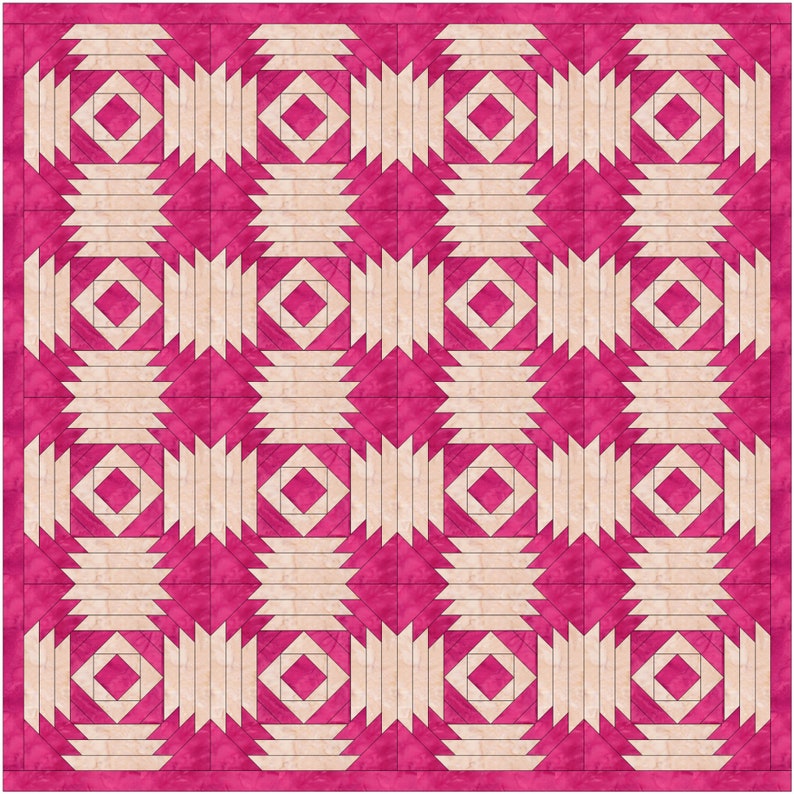 Pineapple Quilt Block Pattern Digital Download Modern Patchwork Instant ...