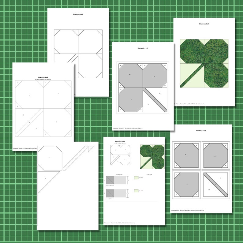 Shamrock Quilt Block Pattern Digital Download Modern Patchwork Instant ...
