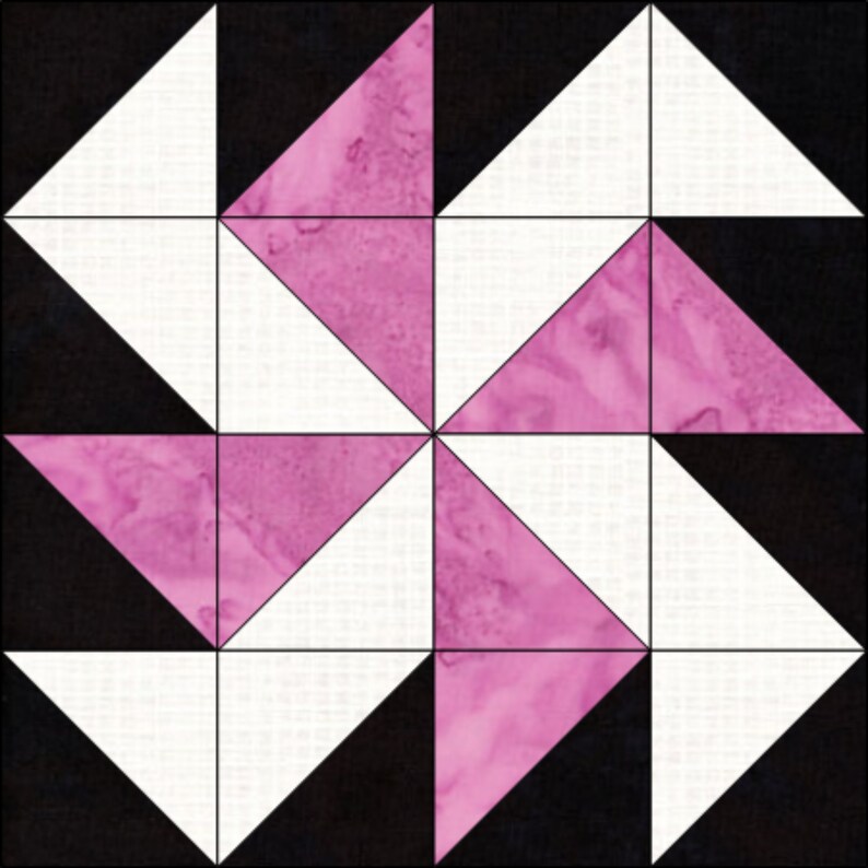 Pinwheel Quilt Block Pattern Digital Download Modern Patchwork Instant ...