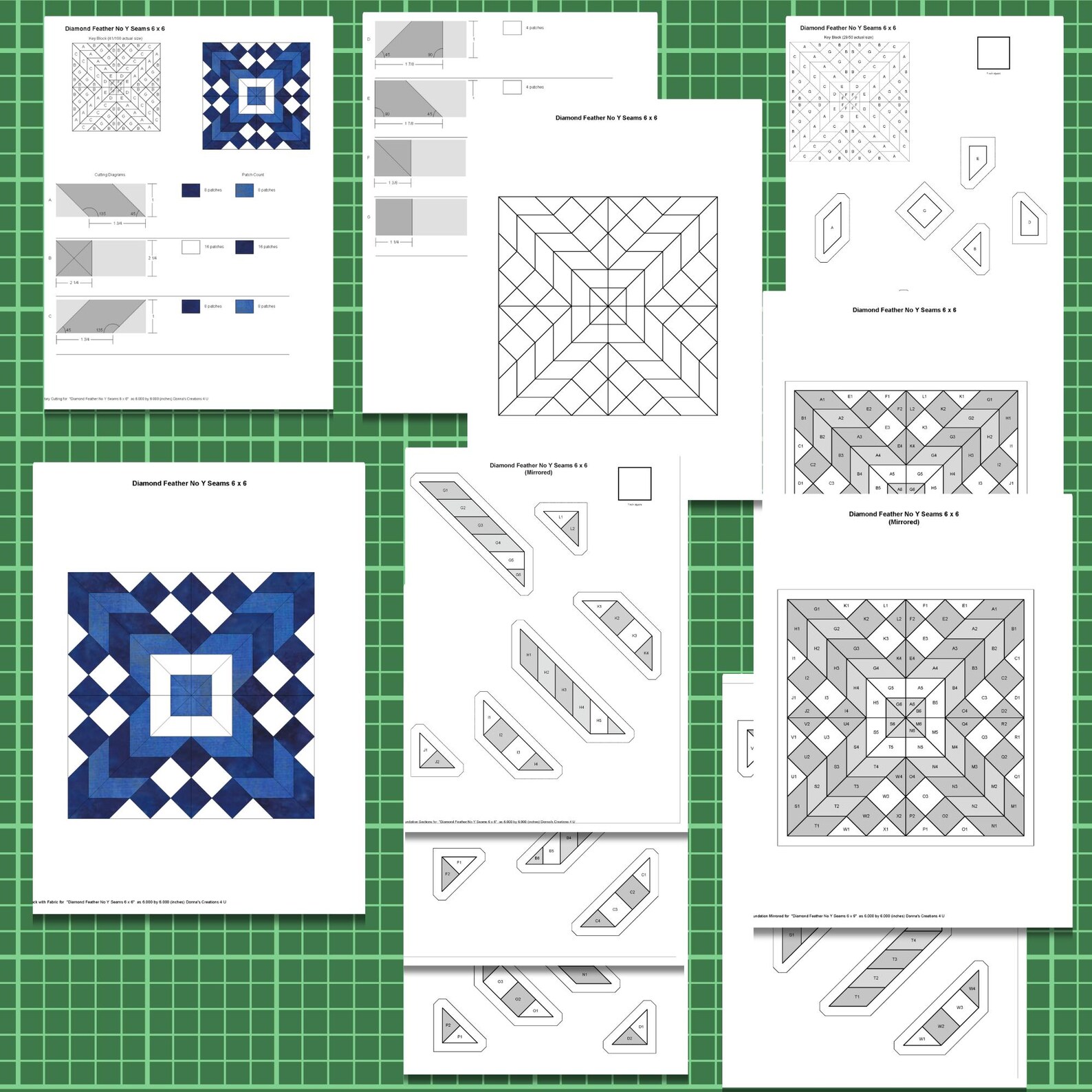 Diamond Feathers Quilt Block Pattern Digital Download Modern Patchwork ...