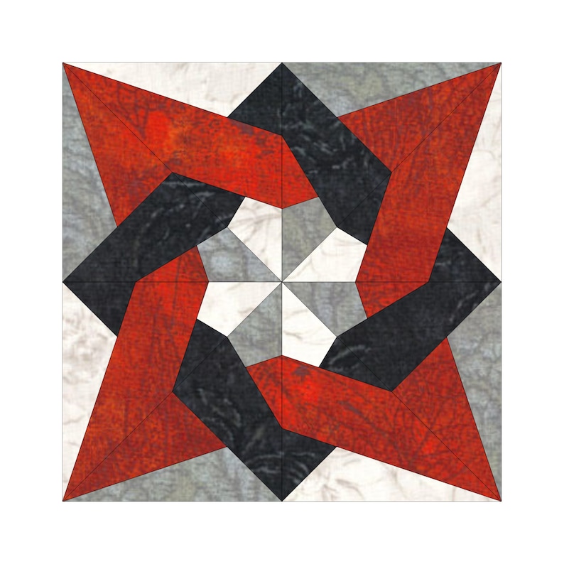 Tangled Star Quilt Block Pattern Digital Download Modern Patchwork ...