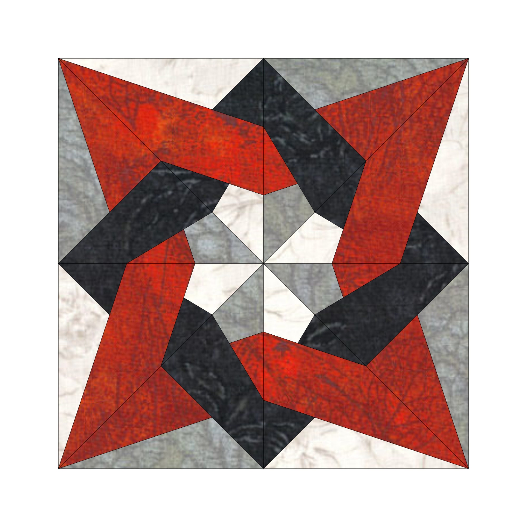 Tangled Star Quilt Block Pattern Digital Download Modern Patchwork ...