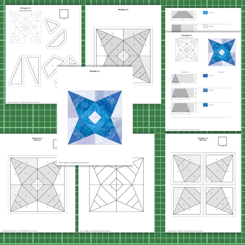 Whirligig Quilt Block Pattern Digital Download Modern Patchwork Instant ...