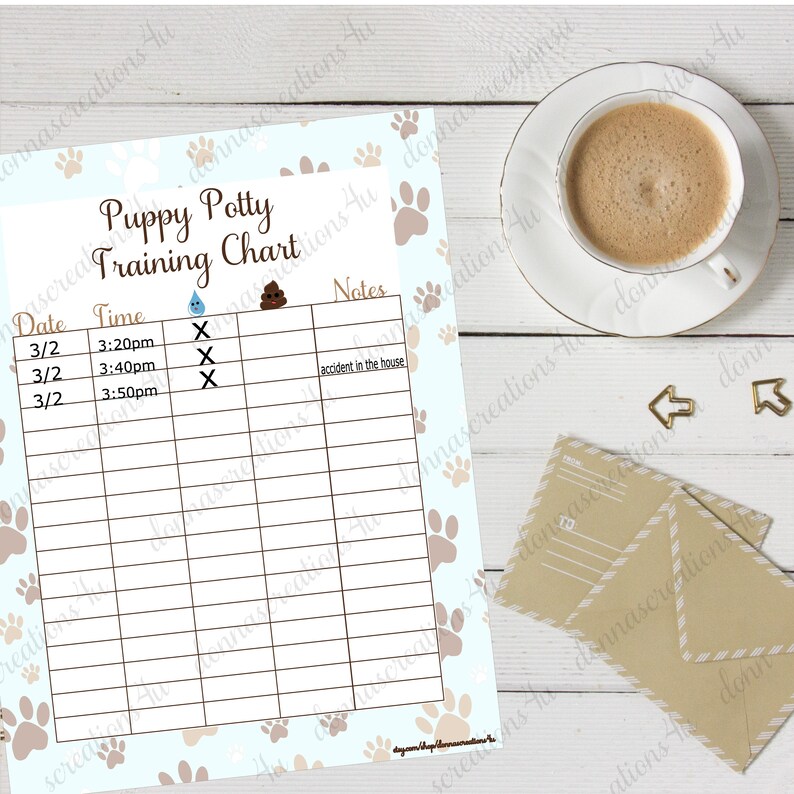 Puppy Potty Training Chart PDF Take Care of Pets - Etsy