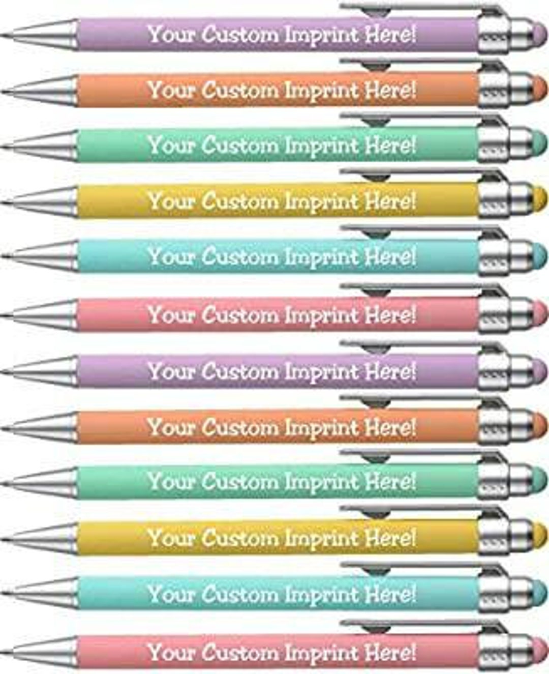 12 Custom Printed Pastel Bright Vibes Imprinted Pens Personalized ...