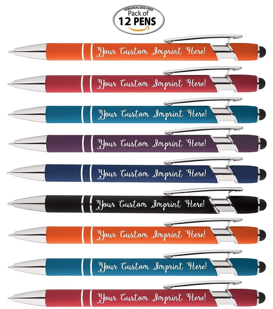 12 Rainbow Assorted Custom Imprinted Metal Pens Personalized Stylus ...