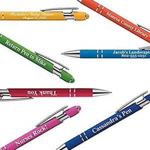 12 Premium Custom Pens With Stylus | Burst of Color | Personalized Soft ...