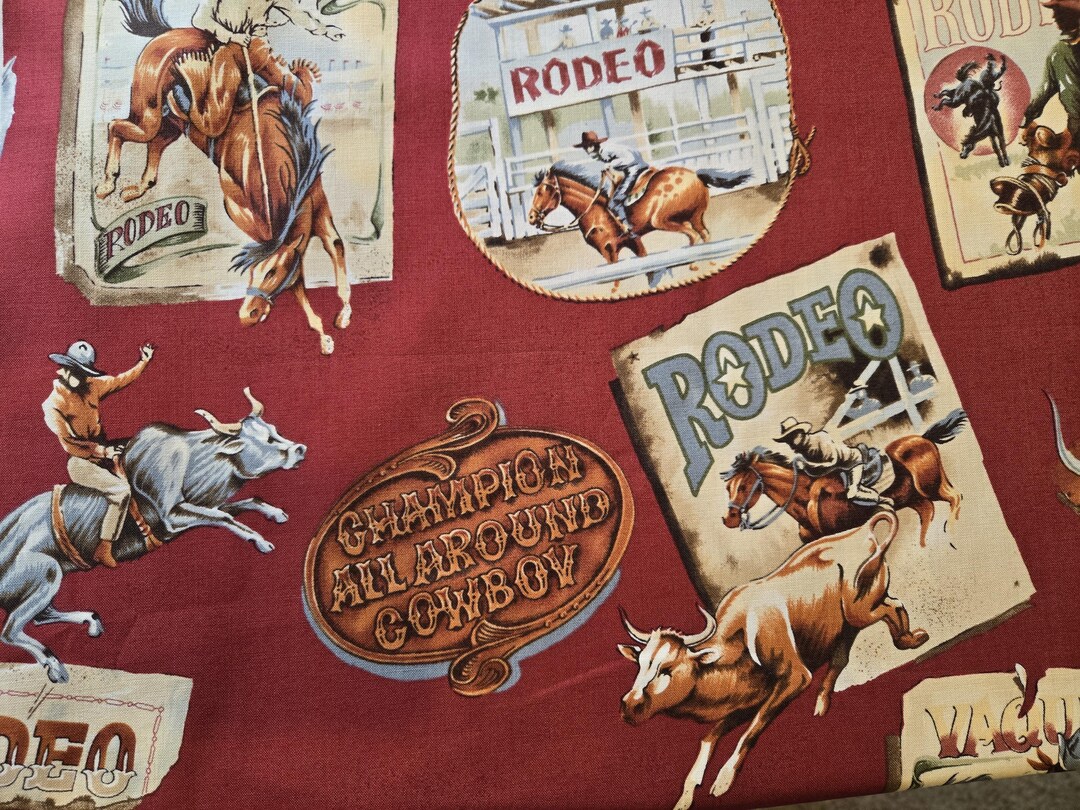 Rodeo Round up Vintage Fabric - Vintage Western Rodeo Fabric - Etsy