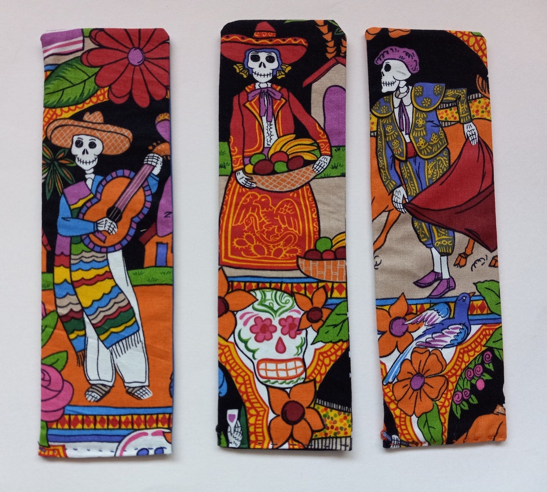 Day of the Dead 3 Piece Fabric Bookmark Sets - Loteria - Dia De Los ...