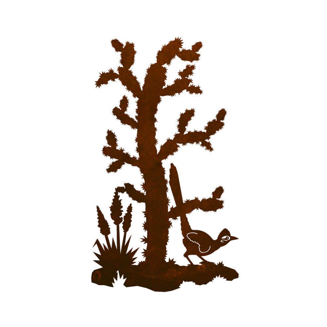 Road Runner With Cactus Steel Wall Art 24"x 42" Plasma Cut / Plasma Cut ...