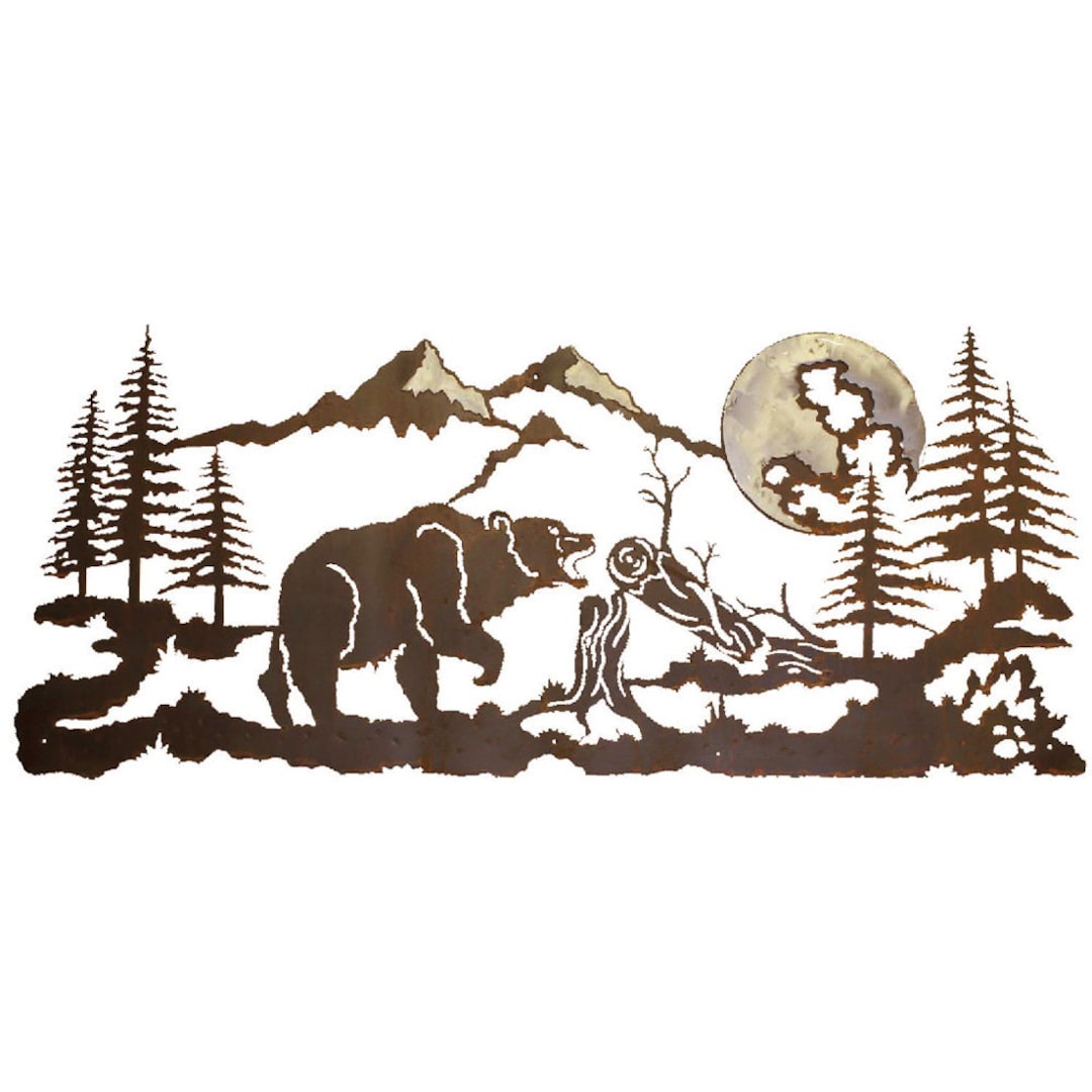 Bear Burnished Steel Wall Art 57"x 25" - Etsy