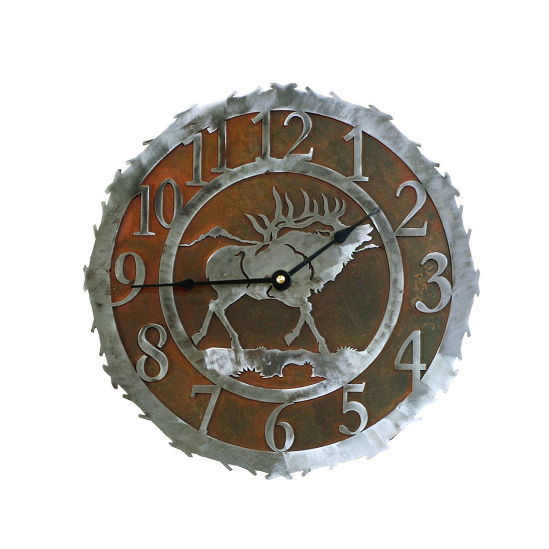 Elk Clock, Quartz Movement- 12in Solid Steel - Etsy