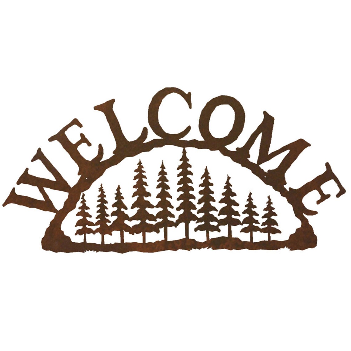 Welcome Sign - Pine Forest Rustic Steel Log Cabin - Etsy