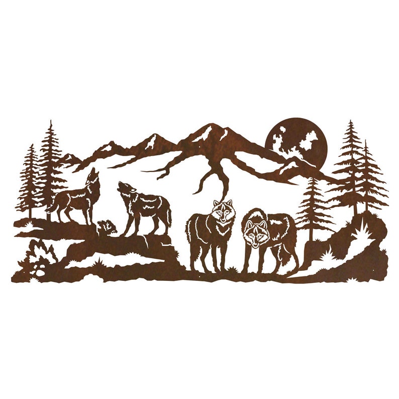 Wolf Pack Rustic Scene Plasma Cut Steel Wall Art 57x - Etsy