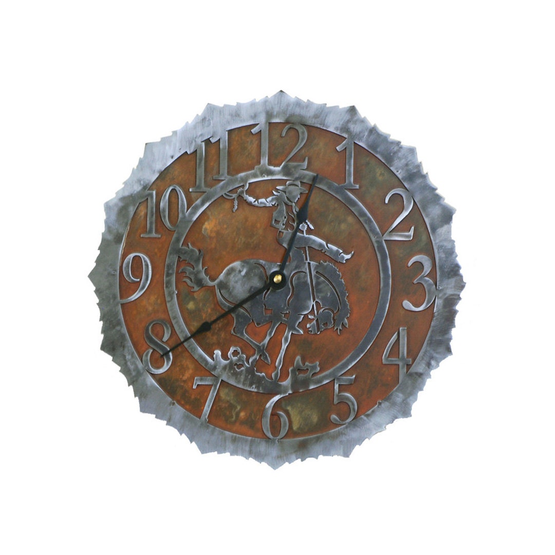 Rodeo Cowboy Bucking Bronc Clock, Quartz Movement- 12in Solid Steel - Etsy