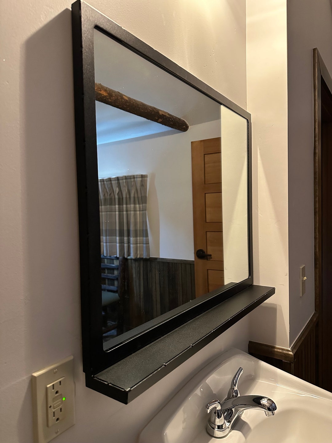 Black Yellowstone Mirrors With Shelf - Etsy