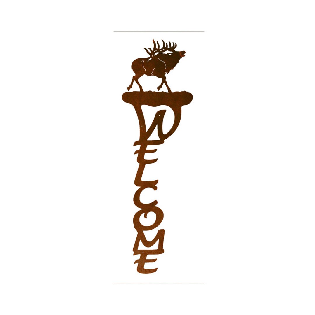 Bull Elk Steel Welcome Sign Vertical - Etsy