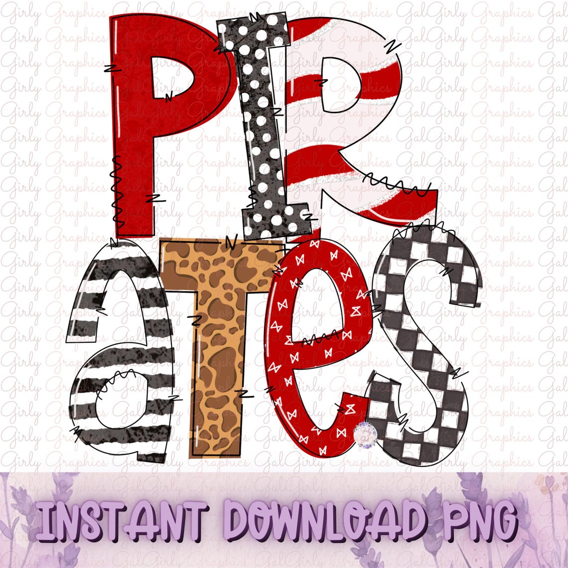 Preppy Red and Black Pirate Mascot PNG | School Spirit Design | Red ...