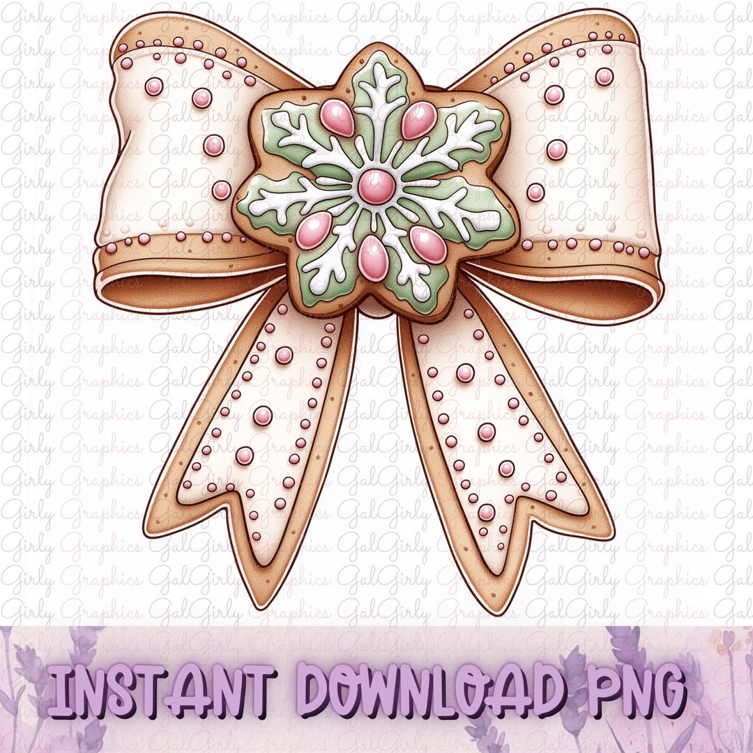 Gingerbread Bow PNG | Pink Christmas PNG | Gingerbread Clipart ...