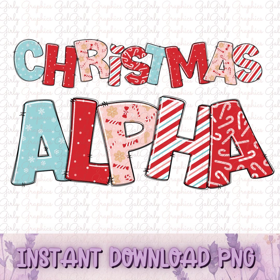 Festive Doodle Alphabet Set PNG | Holiday Letter Graphics | Merry ...