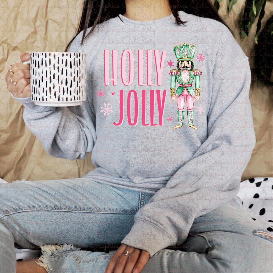 Holly Jolly Glitter Nutcracker PNG- Fun Mint & Bright Pink Christmas ...