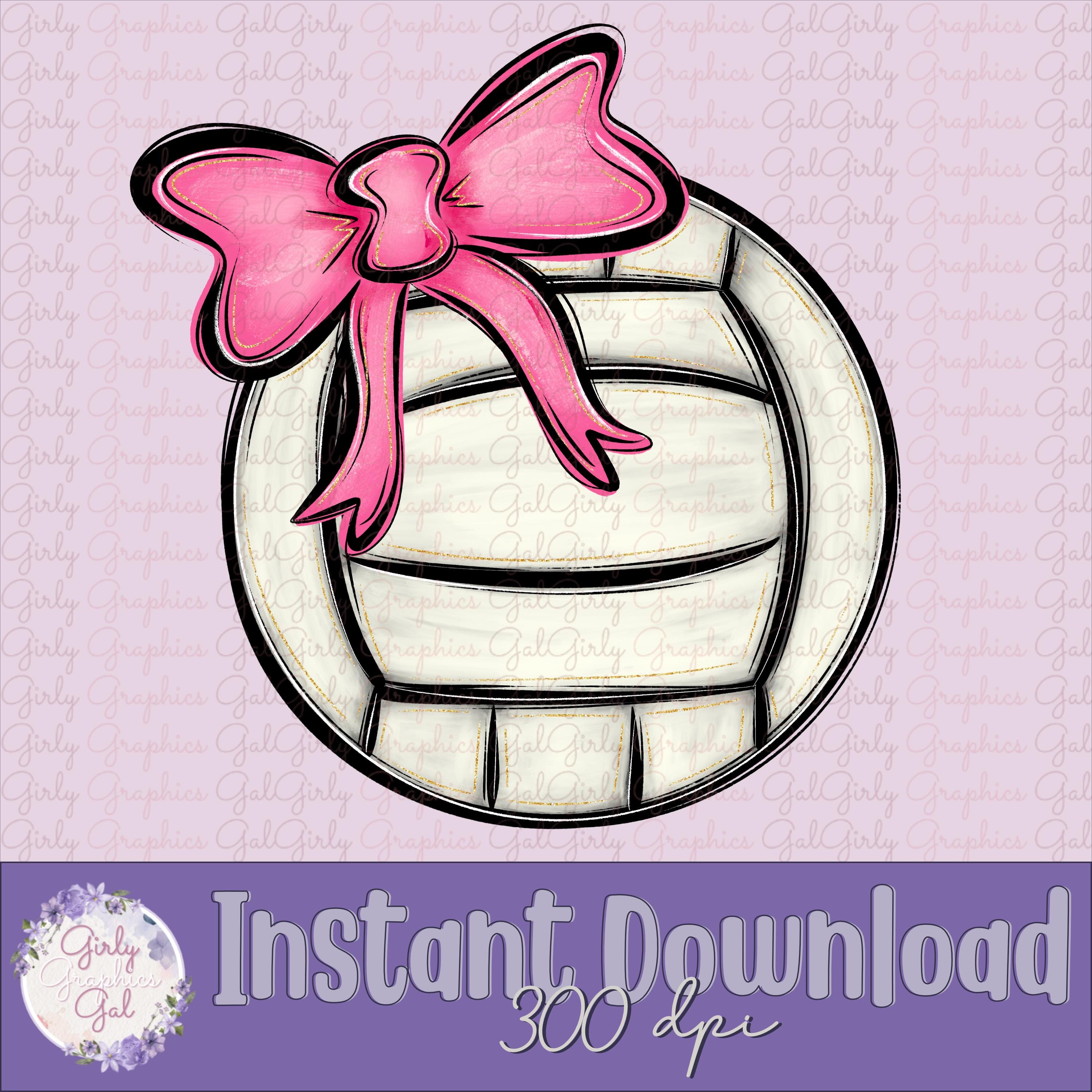 Trendy Pink Bow Volleyball PNG | Glitter Sports Mom Sister Sublimation ...