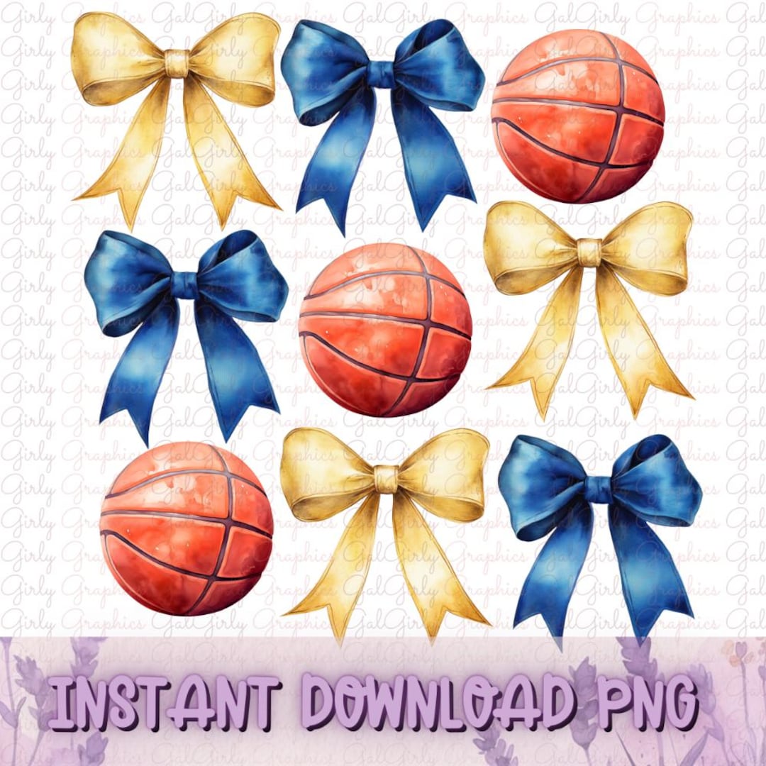 Royal Blue & Gold Bow Sports Basketball Coquette School Spirit ...