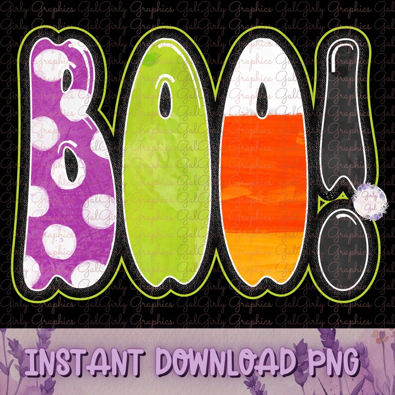 BOO! Halloween PNG | Fun and Spooky Design | Polka Dot, Candy Corn, and ...