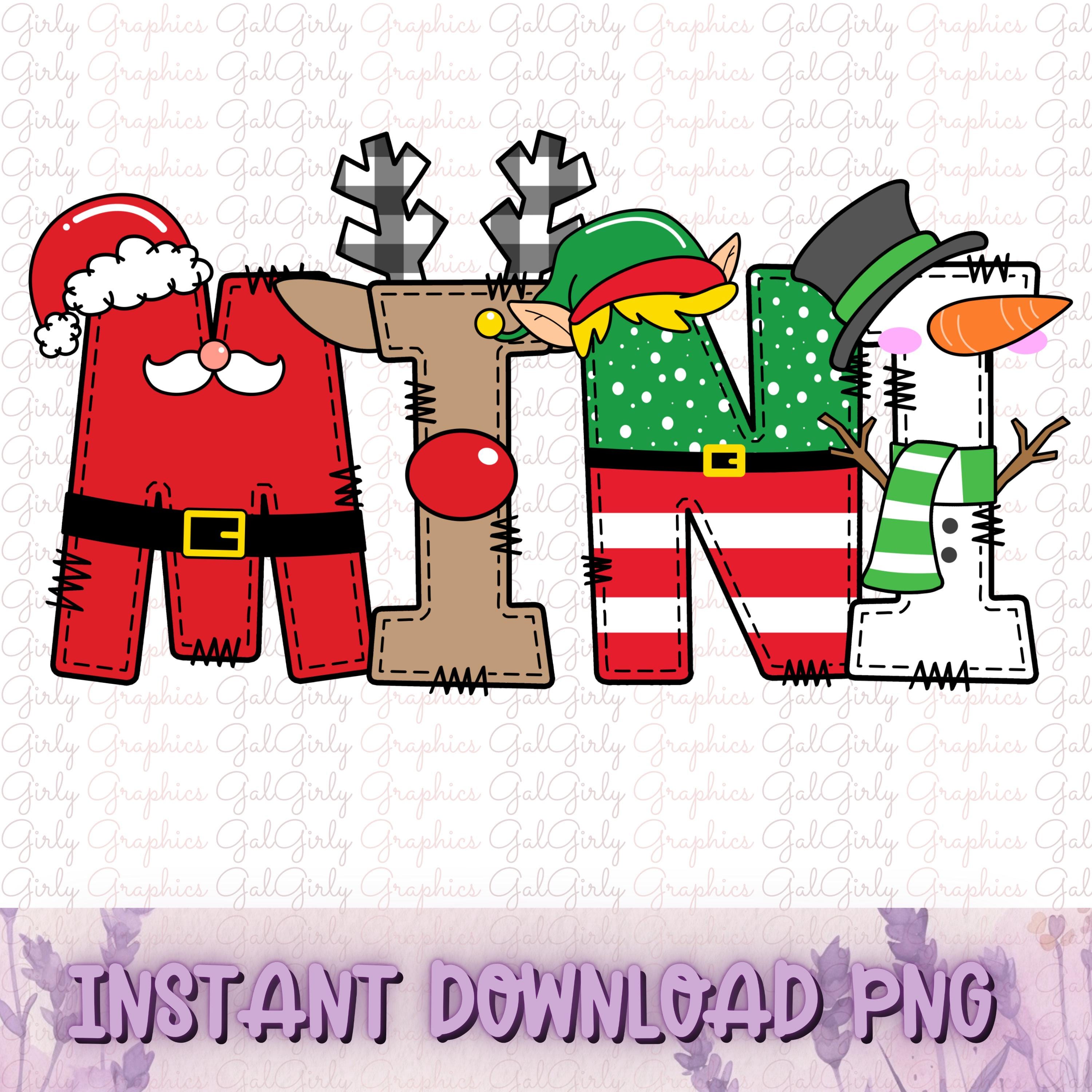 Christmas Mini Png | Mini Claus Png | Christmas Doodle Letters Png ...
