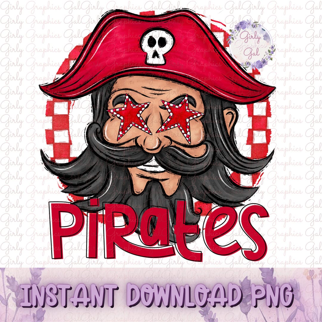 Preppy Red and Black Pirate Mascot PNG | School Spirit Design | Red ...
