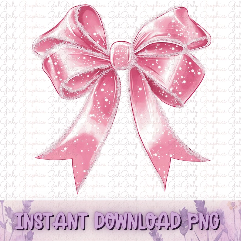 Bright Pink Glitter Bow PNG | Faux Glitter Bow Clipart | Instant ...