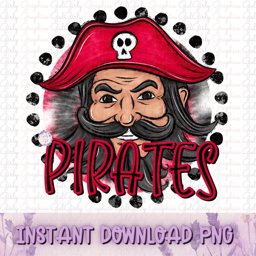 Pirate Sports Team PNG Design | 300 DPI | DTF | Sublimation Print | Red ...